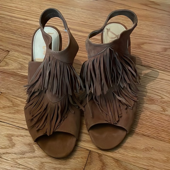 Sam Edelman | Shoes | Sam Edelman Elaine Fringe Sandal Heel Brown ...